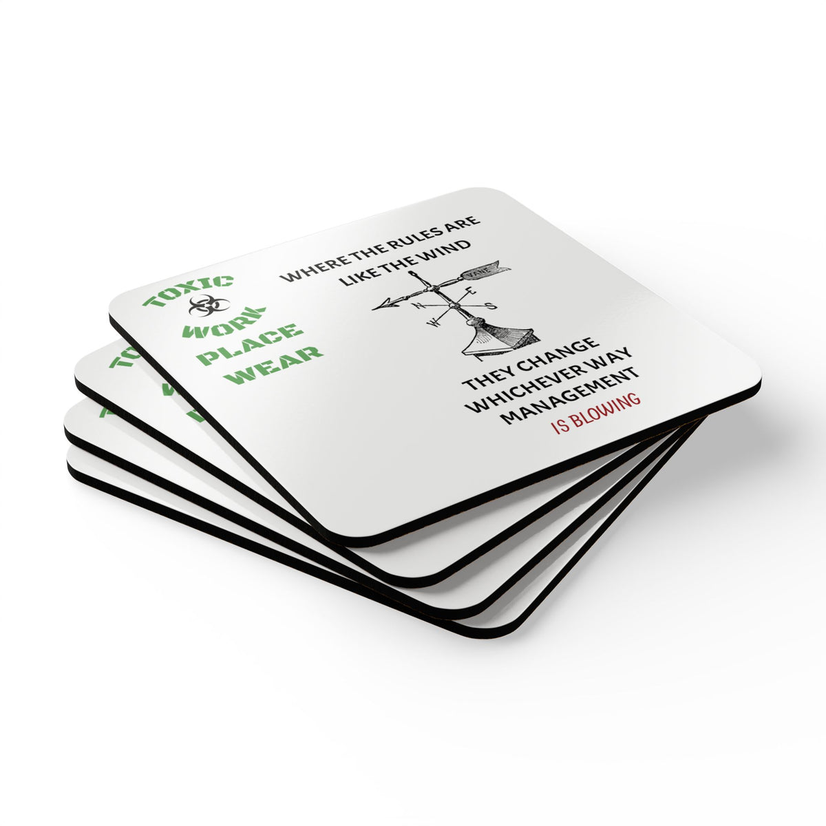 Coaster Set - Workplace Humor Corkwood Coasters – Toxic Workplace Wear